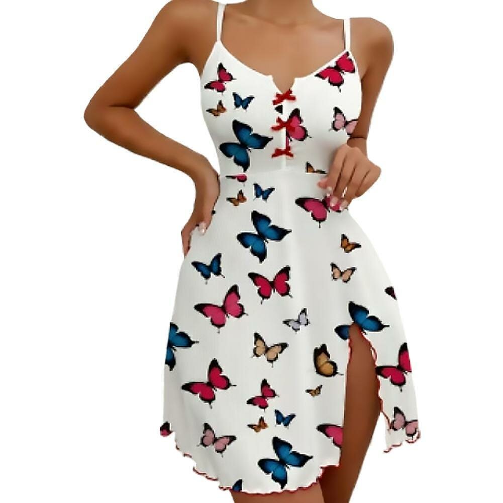 Женское модное платье-комбинация с принтом в виде сердечек