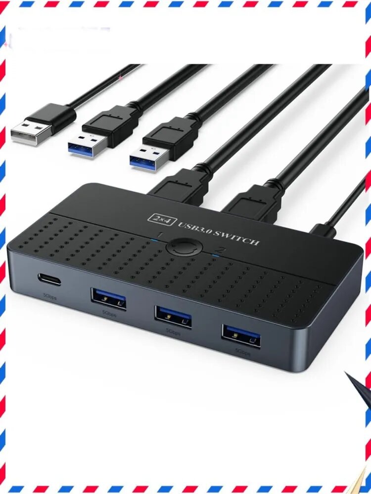 Коммутатор USB3.0 Для Совместного Использования Компьютеров, 2 В 4 Выхода KVM 2x4 USB 3.0