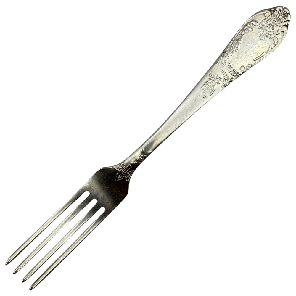 Вилка десертная "Классика", 17.5 см, МНЦ, серебрение, 1970-1980 гг, ЗiШ г. Вольянск, СССР (цена 2-30)
