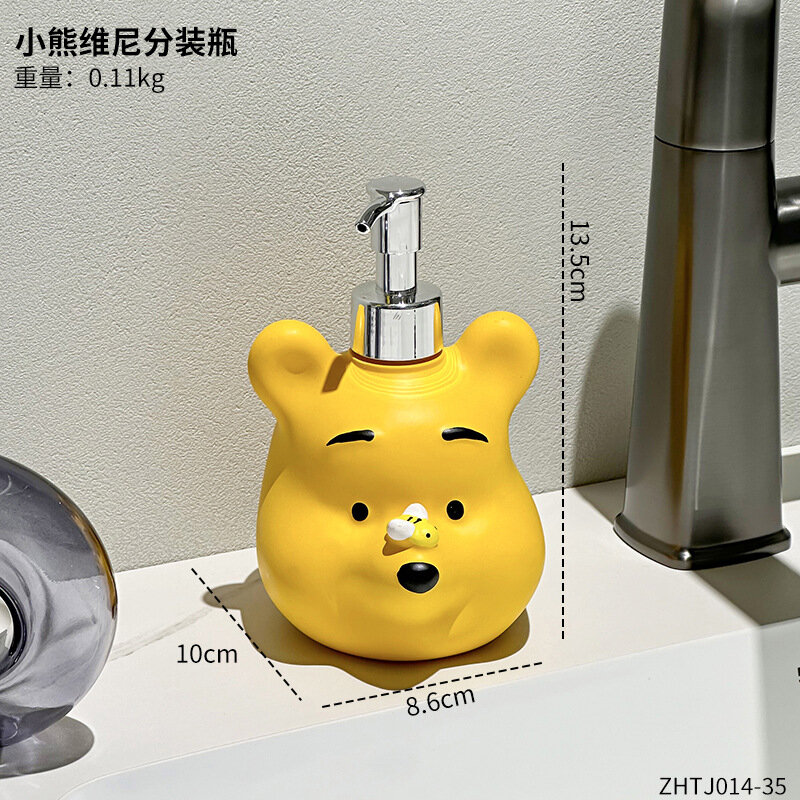 Многофункциональный дозатор для мыла в форме Винни-Пуха для домашней ванной комнаты, подходит для дезинфицирующего средства для рук и шампуня.