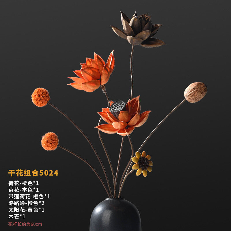 Букет из сухих цветов, декоративные украшения из настоящих цветов, лотос, высушенные на воздухе коробочки лотоса, натуральный корень лотоса, цветочная композиция в стиле дзен, украшение гостиной в китайском стиле.