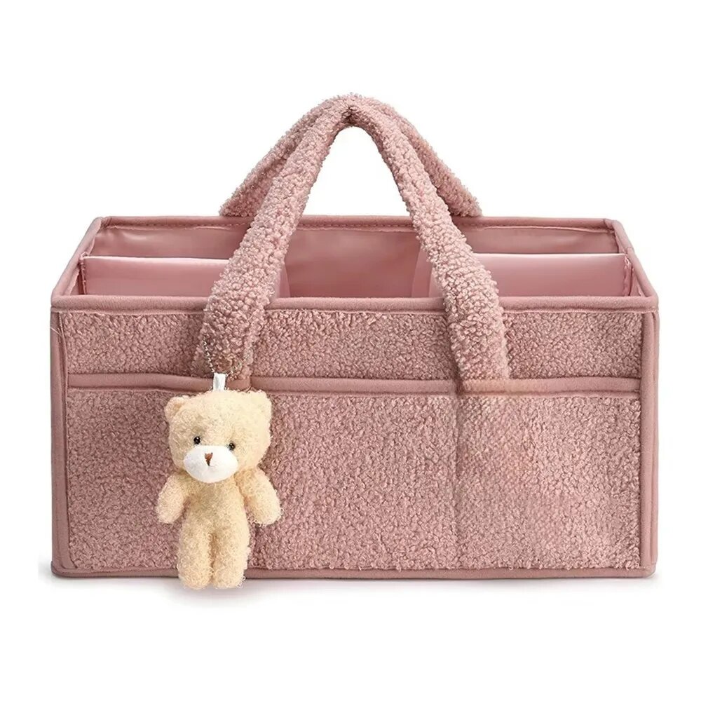 Сумка для подгузников плюш+хлопок модная Розовый, Pink