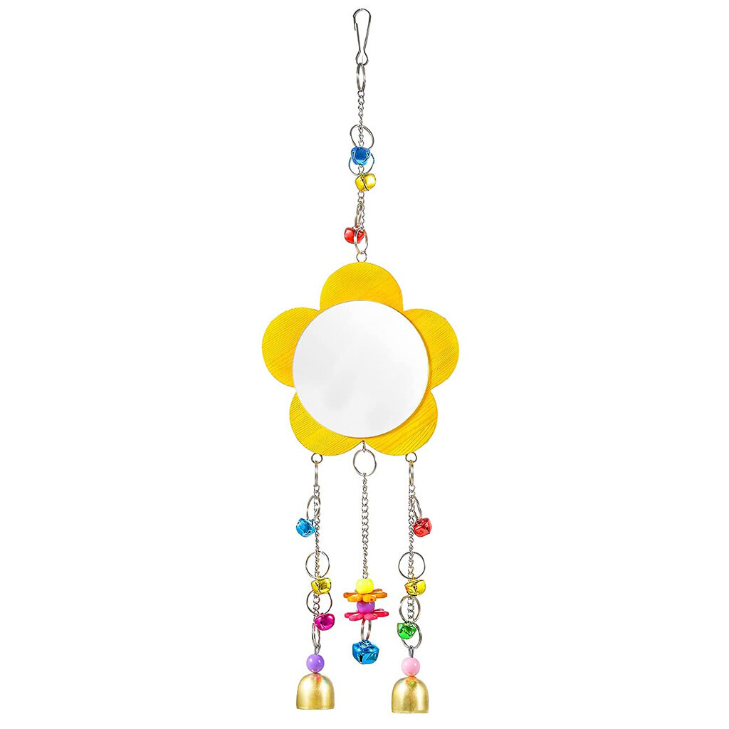Куриные Игрушки для Кур, Зеркальная Игрушка-Качалка с Разноцветными Металлическими Колокольчиками для Цыплят, Петухи, Большое Зеркало на Деревянной Основе