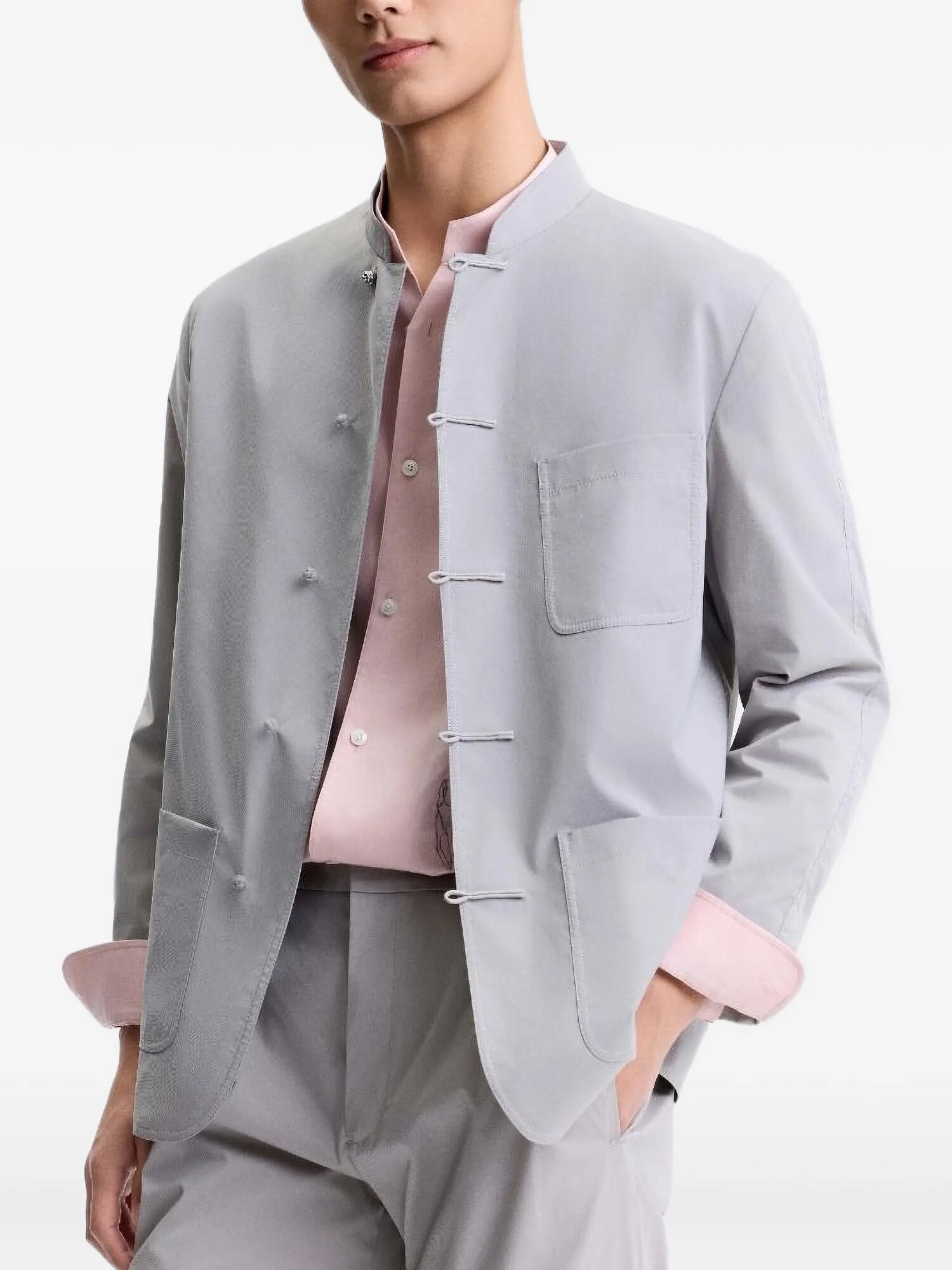 Куртка Shanghai Tang Chest-pocket jacket, размер 52, серый — фото 1