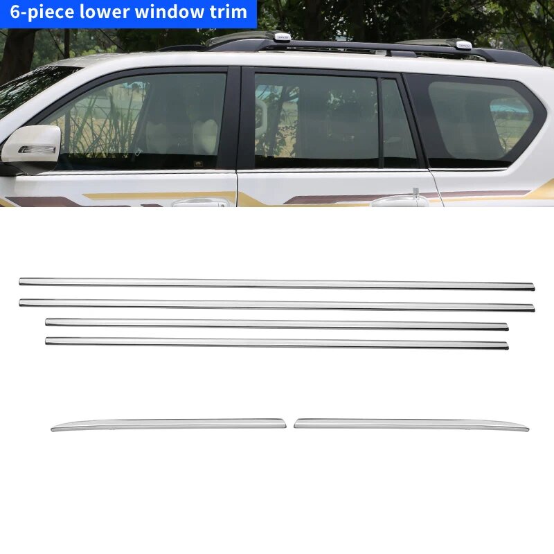 Нержавеющая сталь, нижняя накладка на окно Toyota Land Cruiser Prado 2010-2021