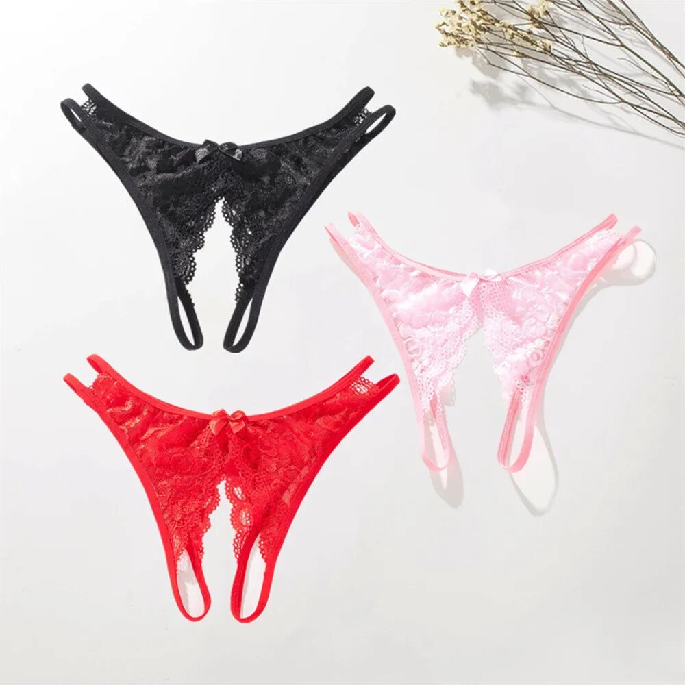 Кружевные стринги 3 шт. Black Red Pink, XL