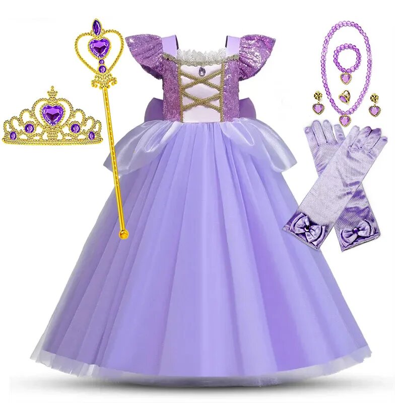 Платье принцессы Rapunzel 04 для девочки, 3T