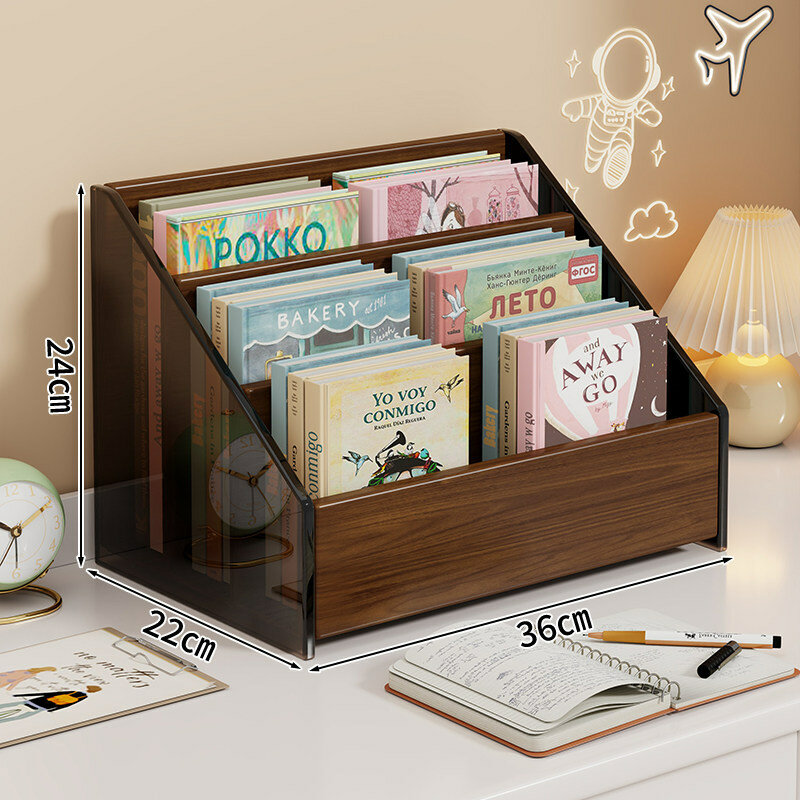 Детская настольная книжная полка, стеллаж для хранения книжек с картинками, ящик для хранения детских книг, подставка для чтения, органайзер для стола, простая подставка для книг.