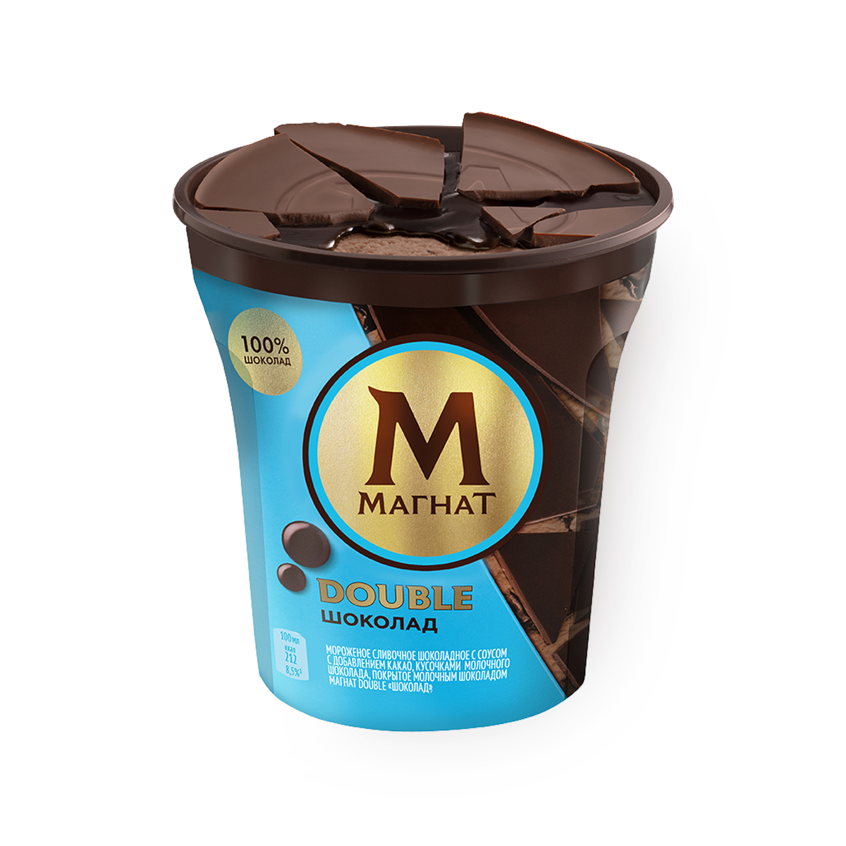 Мороженое Double Магнат, шоколадное, в ведерке, 310 г, не выше −18 °C