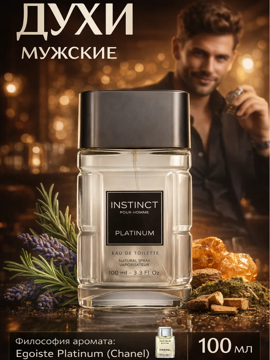 Туалетная вода мужская Instinct Platinum, 100 мл, фужерный аромат