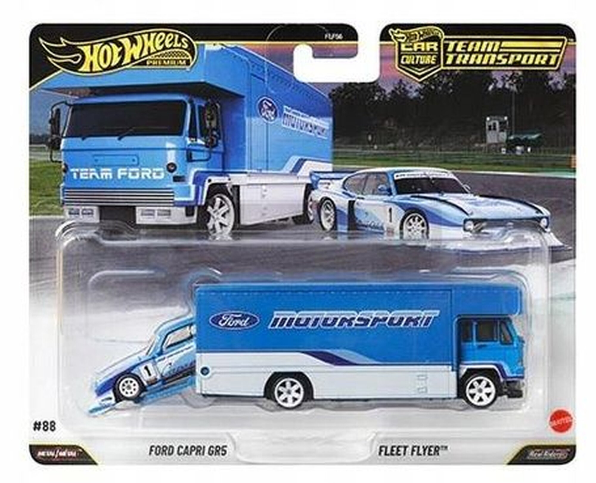 Игрушечный транспорт Hot Wheels PREMIUM - Набор из 2 машин, Team #88 Ford Capri GR5 + Fleet Flyer, 1:64- JHX89