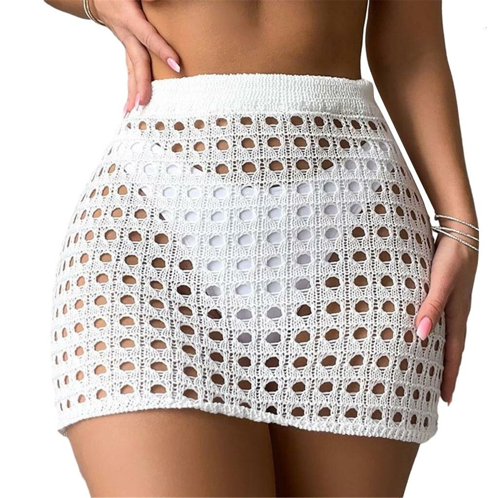 Женская прозрачная пляжная юбка-бодикон, Белый - S