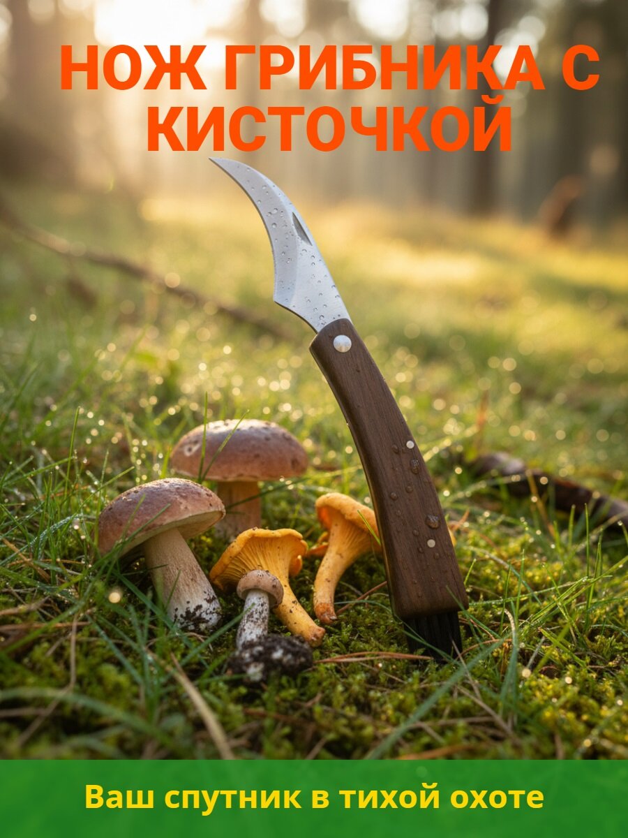 Нож грибника с кисточкой, рукоятка из палисандра