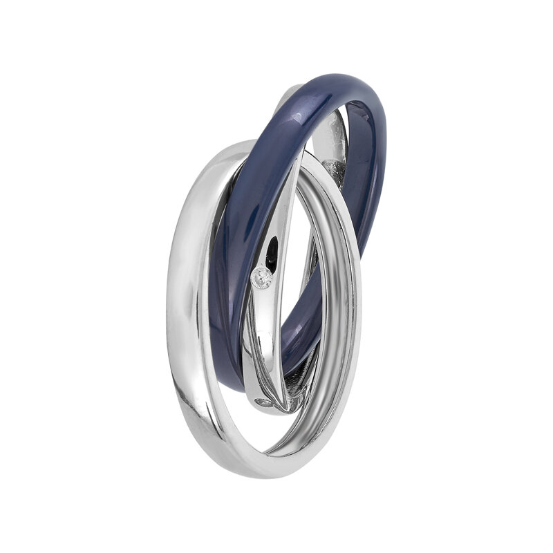 Кольцо, серебро, 925 проба, керамика, фианит