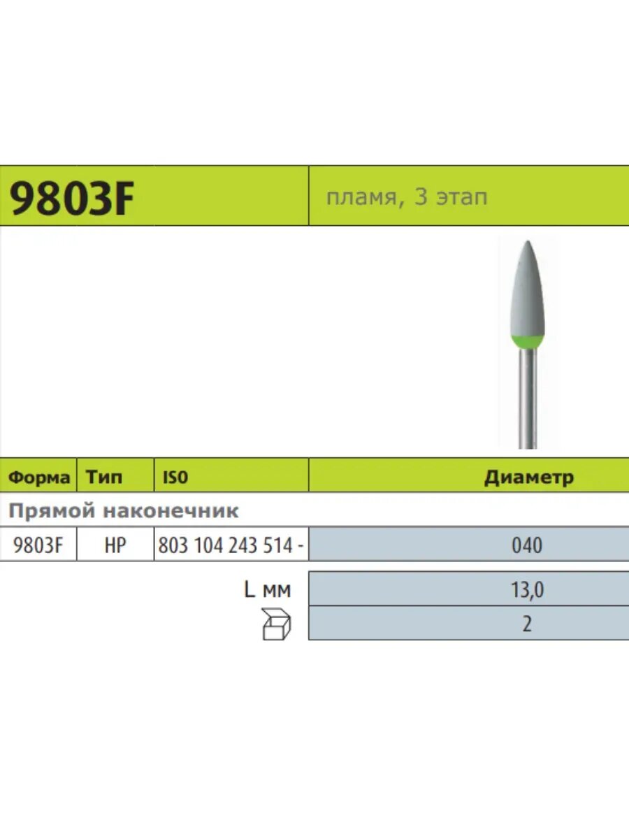 Полиры для керамики и циркона 9803F "пламя" (серый), 2 шт