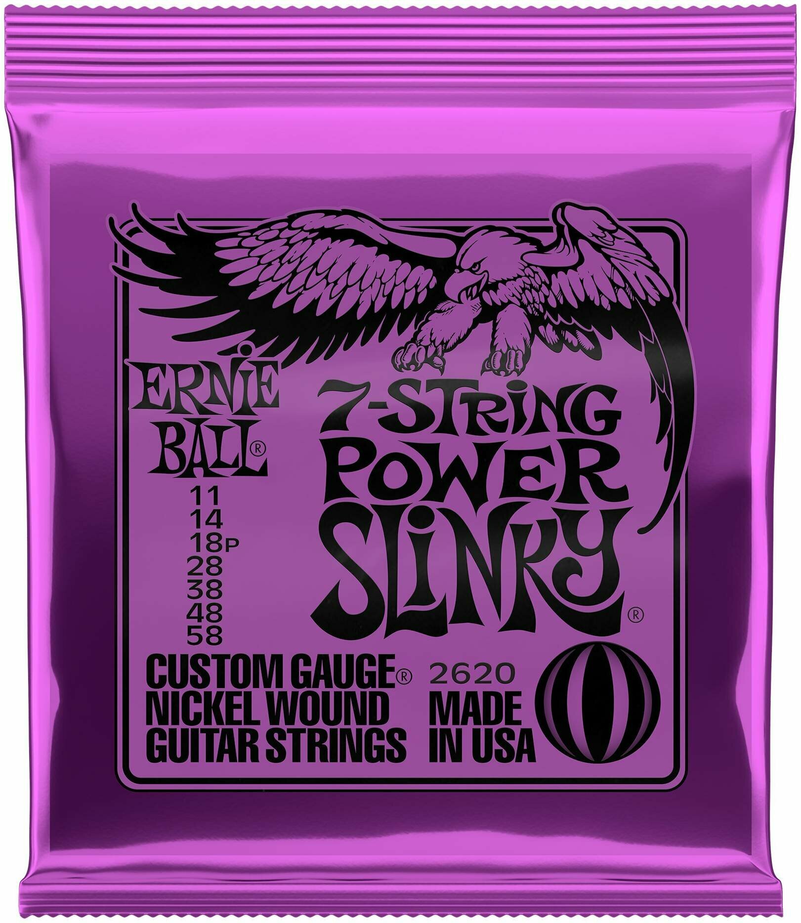 ERNIE BALL 2620 Nickel Wound Slinky Power 11-58 - Струны для электрогитары 7-струнной