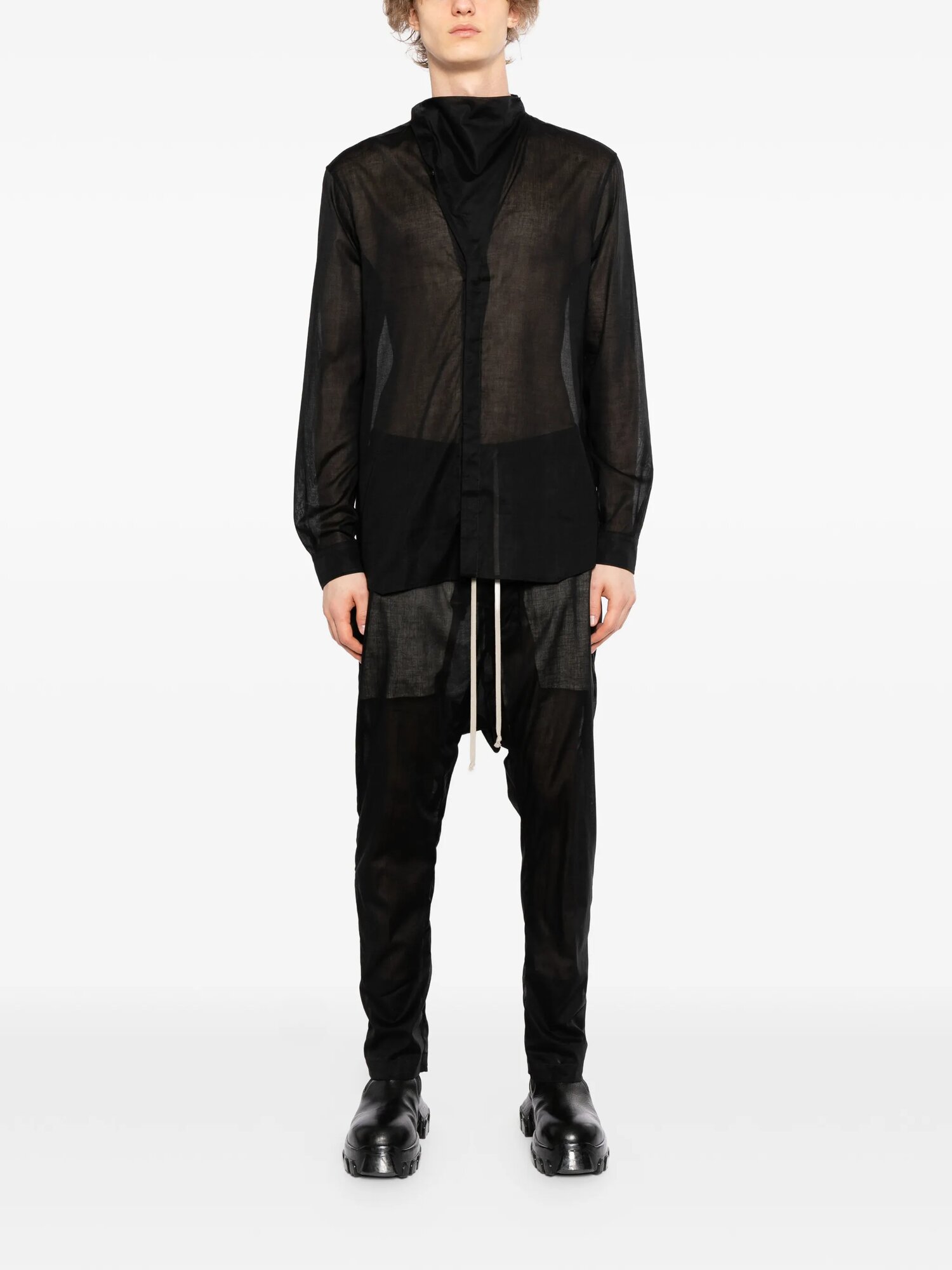 Брюки Rick Owens Drawstring silm trousers, размер 50, черный — фото 1