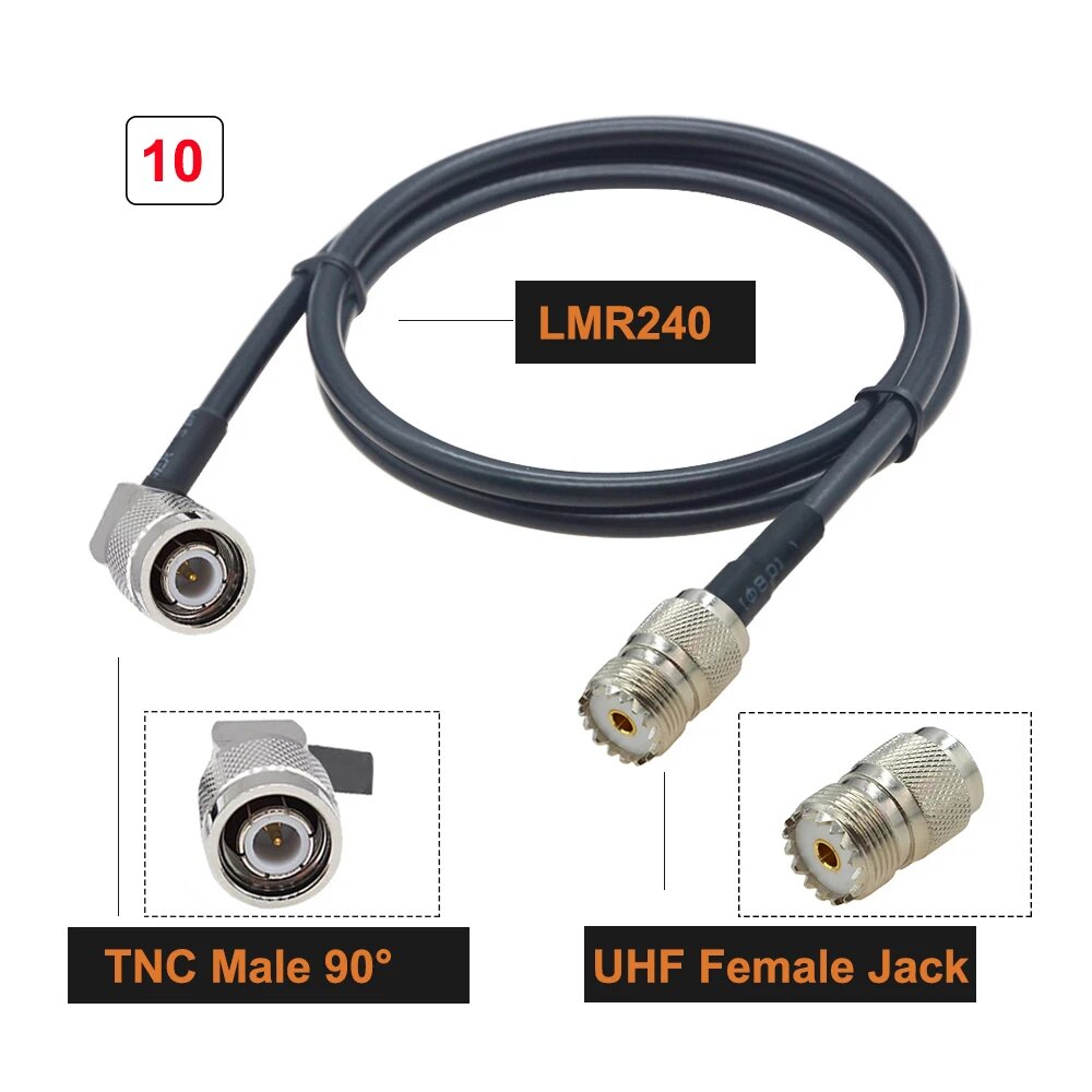 Коаксиальный кабель BEVOTOP LMR240 TNC-UHF 50 Ом 2M, TNC M90 to UHF F