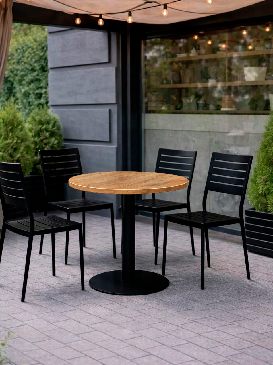 Стол обеденный круглый, для кафе Константа, 70 см, Дуб Вотан25 мм