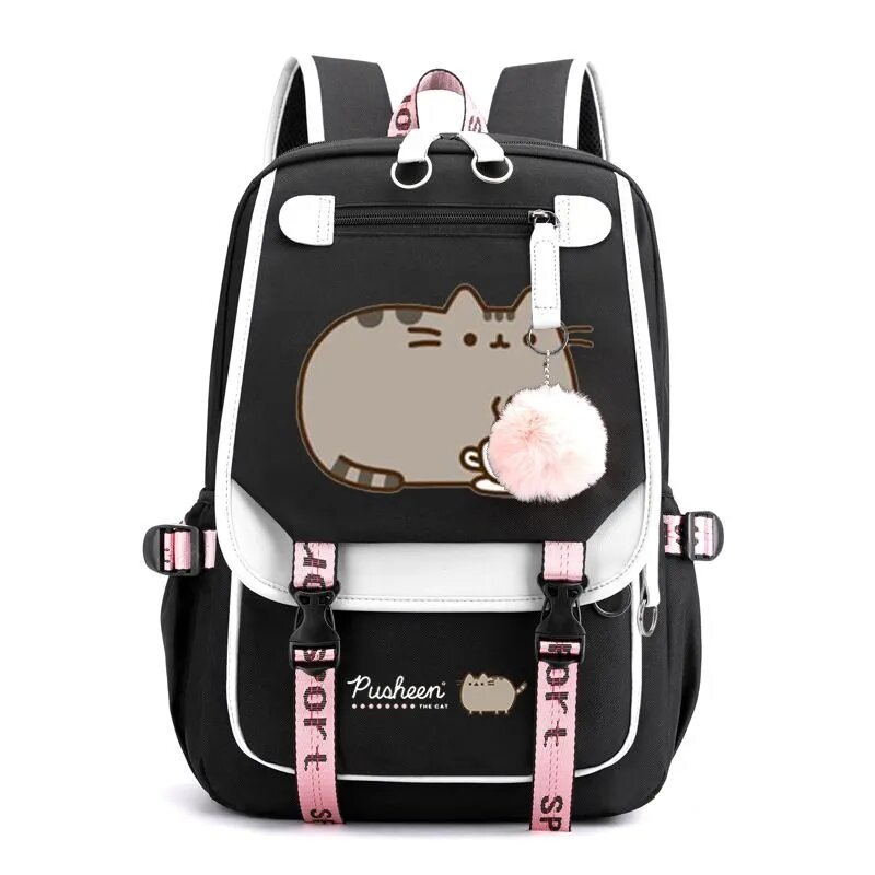 Pusheen Рюкзак школьный для девочек, бренд Pusheen, из брезента, 45x35x12 см
