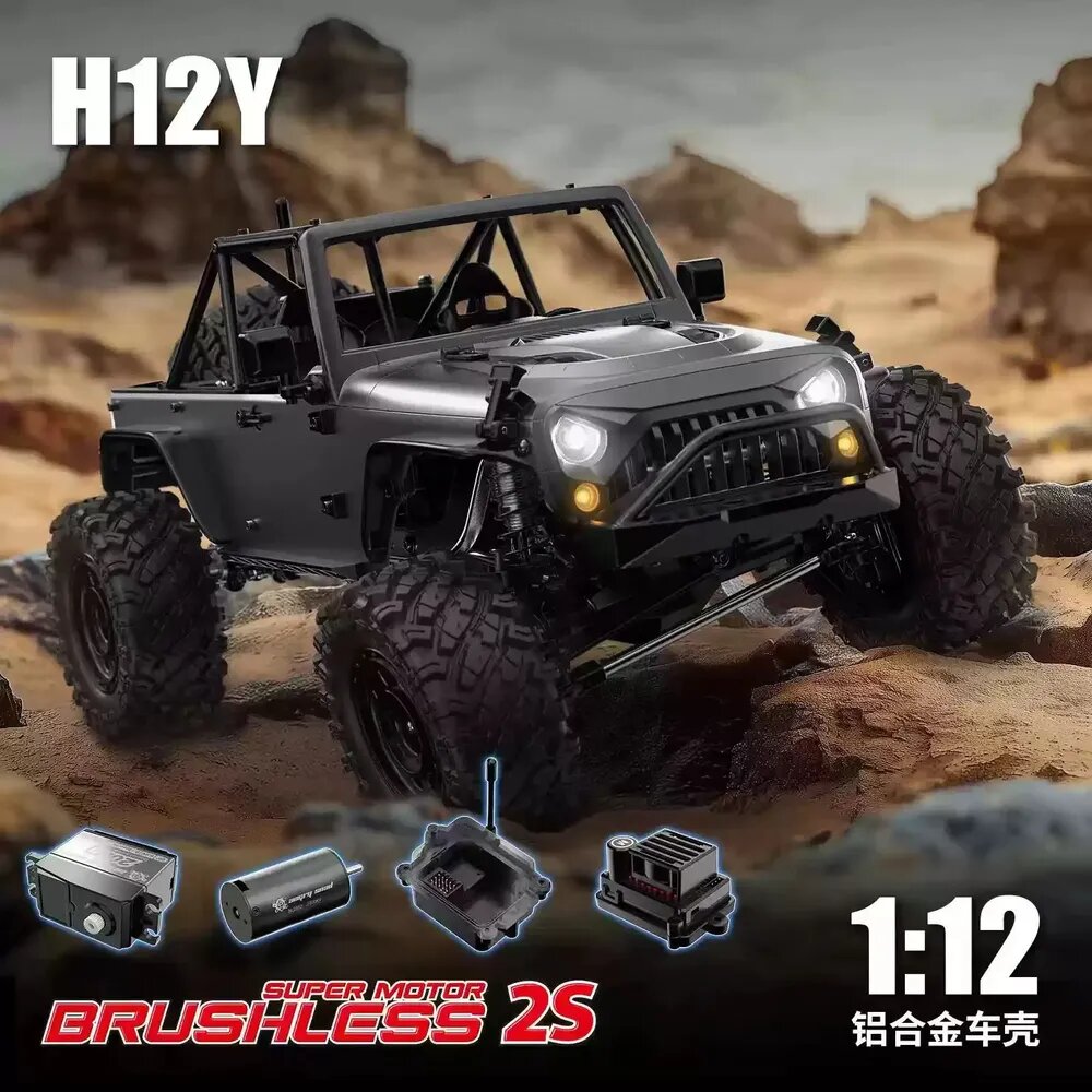 MJX H12Y 1/12 RC краулер с бесколлекторным мотором, алюминиевый корпус, металлические амортизаторы и шестерни, RTR полноразмерная модель для скалолазания