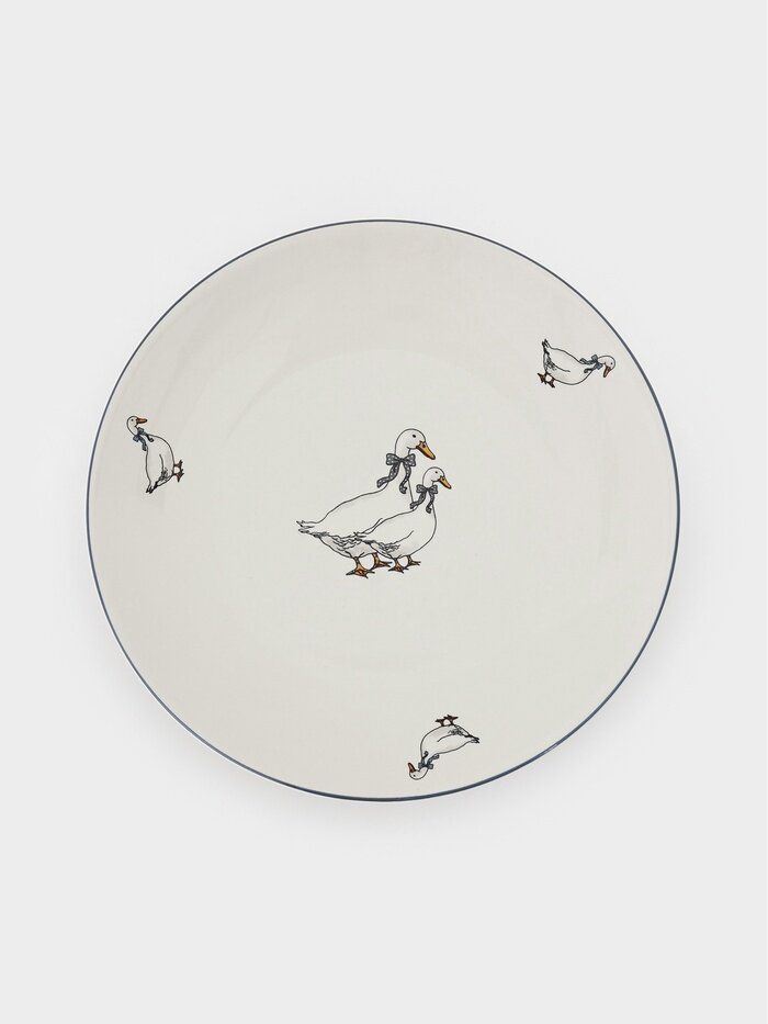 Тарелка плоская Добрушский завод «Гуси», фарфоровая, белая, диаметр 21 см