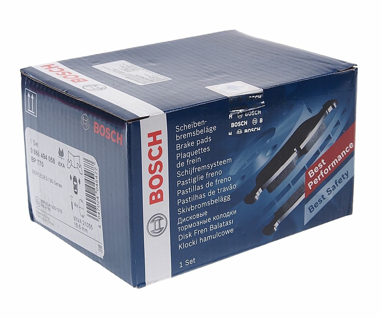 Колодки тормозные дисковые, для Мерседес 190 арт 0986494058 BOSCH