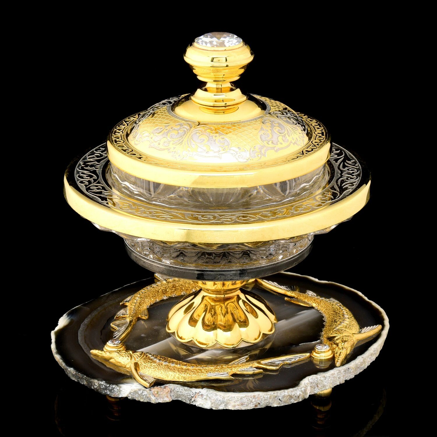 0052718 Златоуст Икорница Агат, фианит