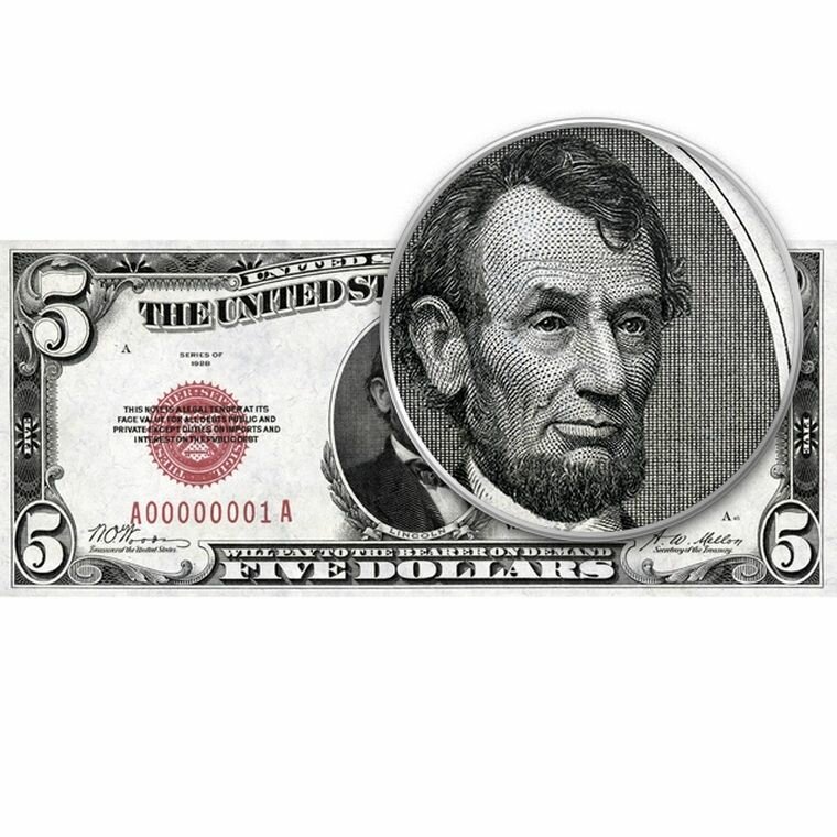 Банкнота США 5 долларов 1928 года, копия