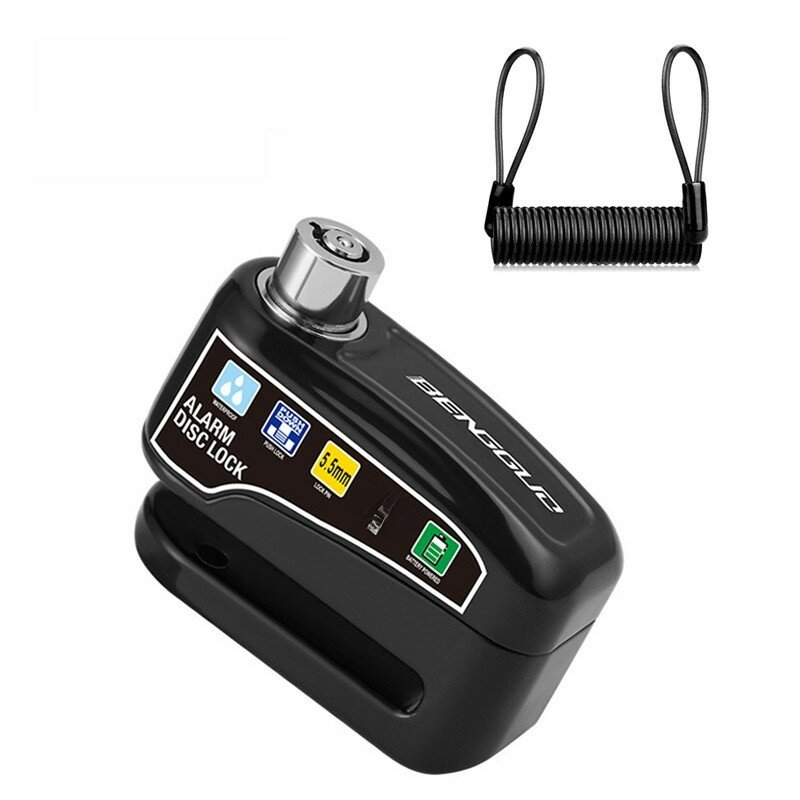 Замок дискового тормоза велосипеда с сигнализацией и противоугонной системой для горного велосипеда черный