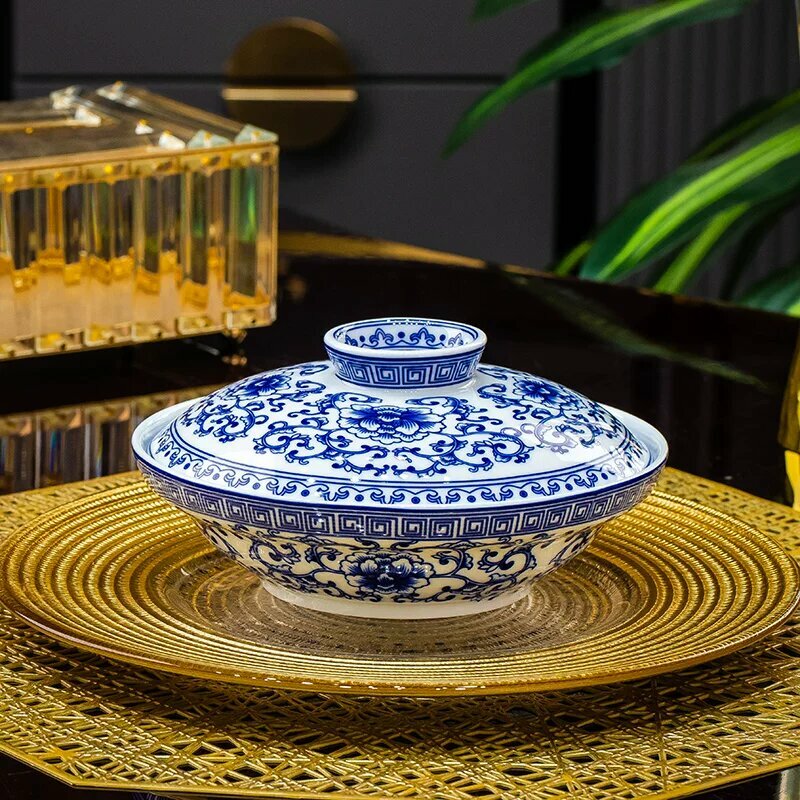 Керамическая миска Ruyi Peony 8 дюймов (20.32 см), ручная работа