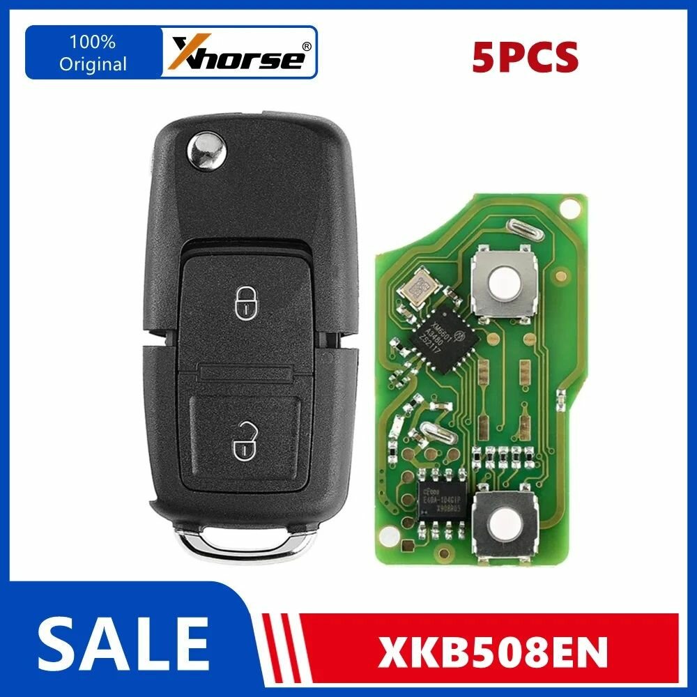 Комплект 5 шт. XHORSE XKB508EN B5 — проводной универсальный универсальный дистанционный ключ 2 кнопки для VVDI2, VVDI Key Tool и Max Pro (англ.)