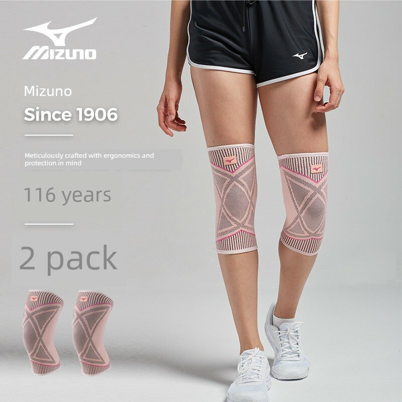 Mizuno женские тонкие наколенники для бега и фитнеса — розовые, 2 шт, размер XL (окружность колена 41-46 см, вес