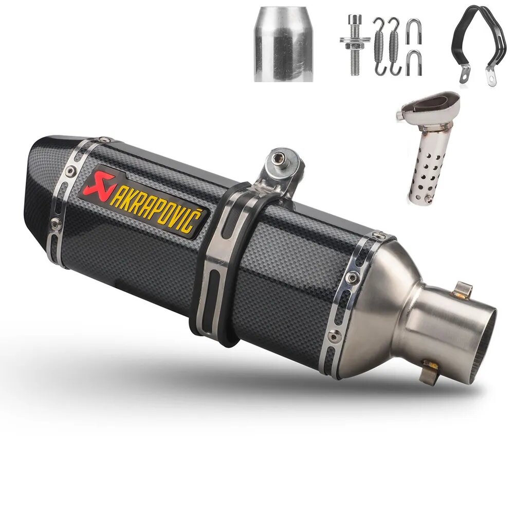 Универсальный Глушитель Akrapovic для мотоцикла, 38-51 мм, серый металлик, сталь