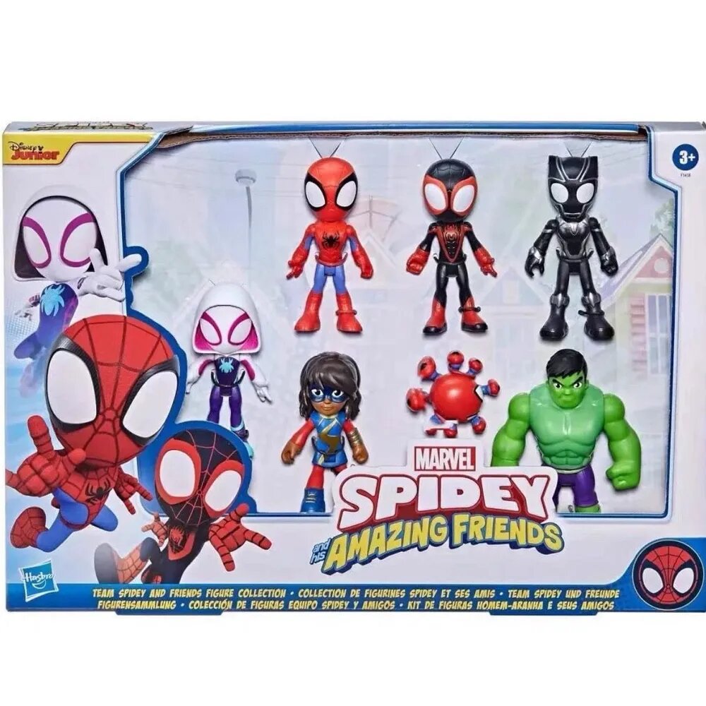 Hasbro Marvel Spidey and His Amazing Friends Toy Figure / Детский набор игрушек Человек-паук и его друзья, состоящий из 7 кукол, маску можно переворачивать вверх и вниз. Марвел