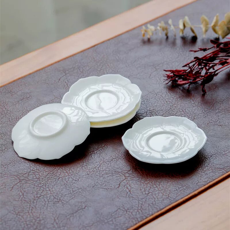 Белая фарфоровая подставка, нефритовая фарфоровая чашка для чая, изоляционная прокладка, маленькое блюдце, керамический