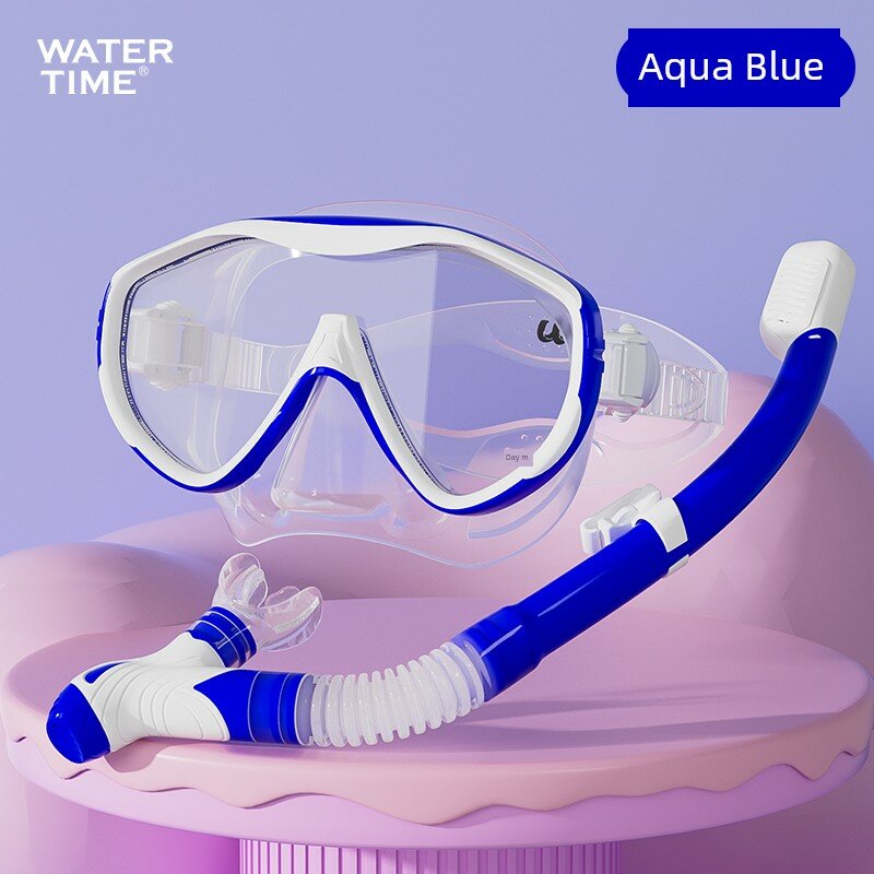 WaterTime синяя энергия комплект с полной маской и трубкой, детское плавательное оборудование для возрастов 6-14