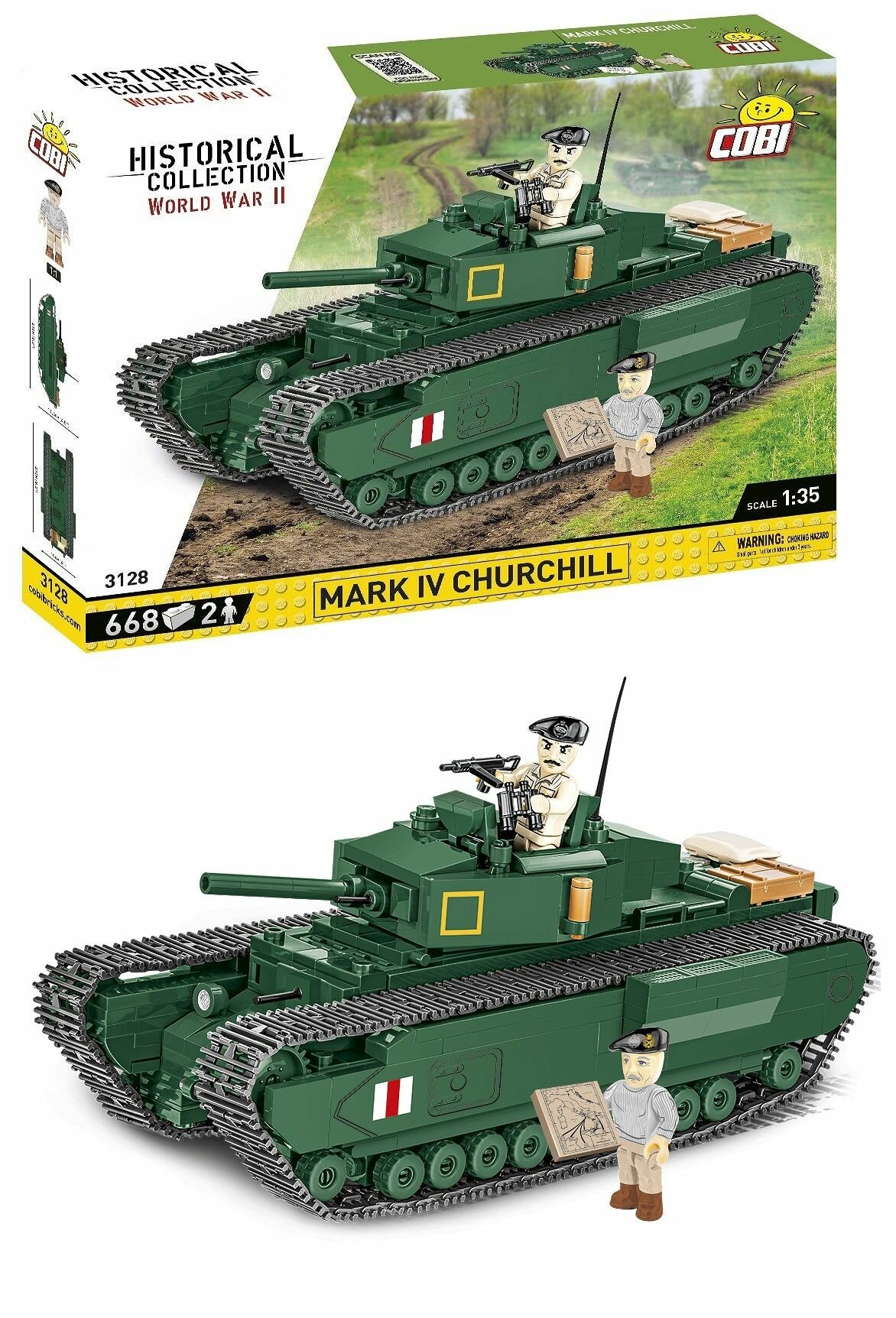 Конструктор Cobi Historical Collection World War II - Модель танка Mark IV Churchill+ фигурки, 668эл. - 3128