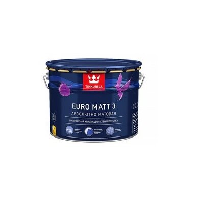Краска Tikkurila Euro Matt-3, объем 9 л, интерьерная 700001114