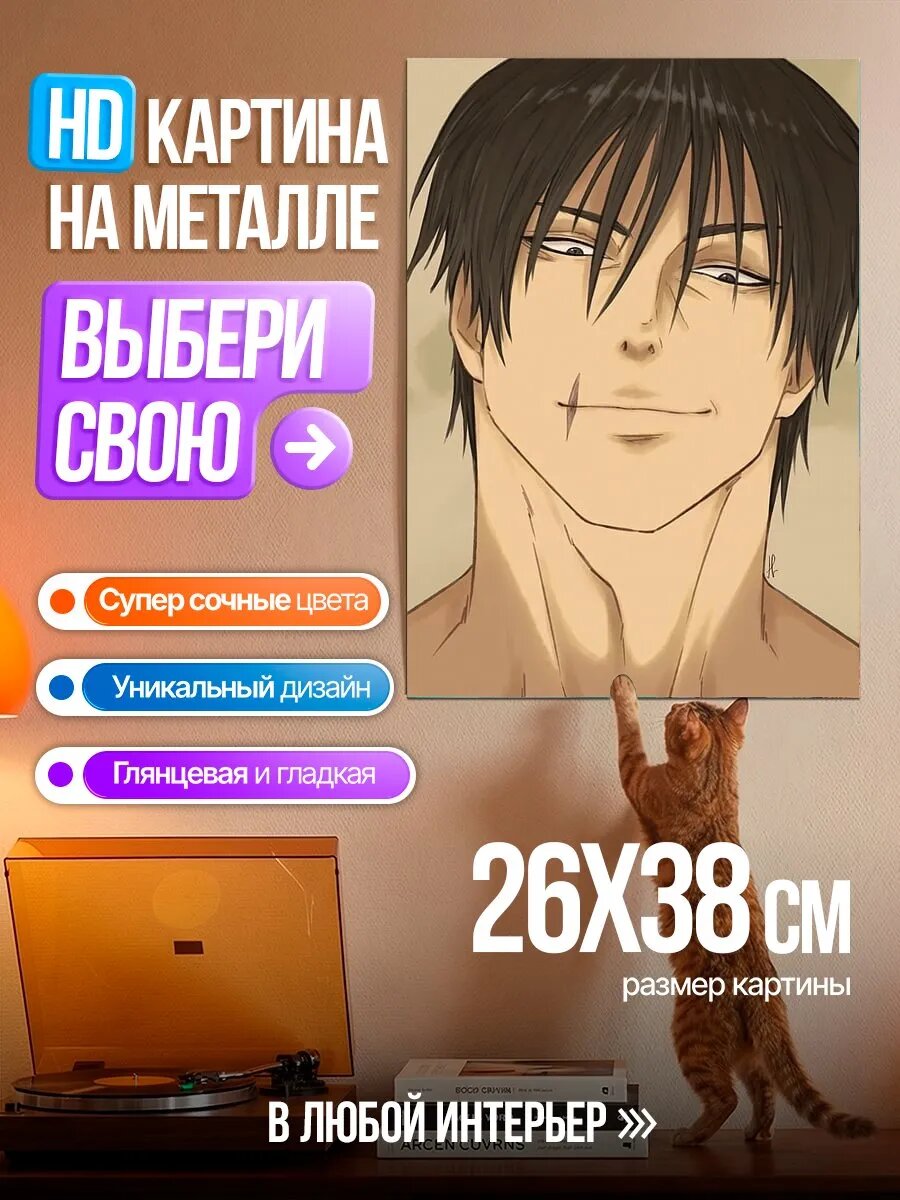 Картина на HD металле Персонаж аниме с шрамом