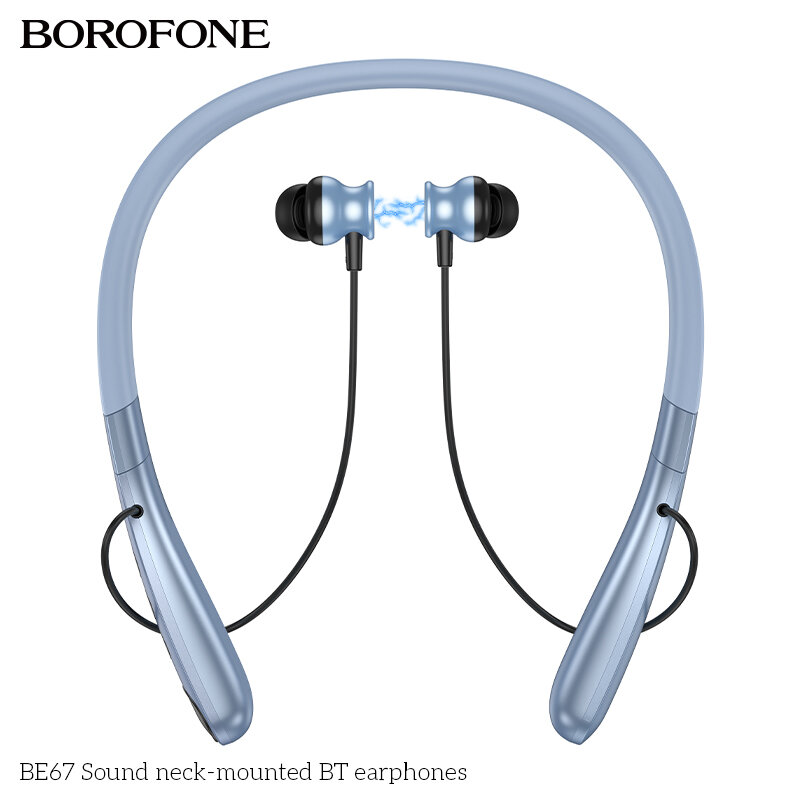 Беспроводные спорт наушники BOROFONE BE67 (60 ч/400 mAh) голубые