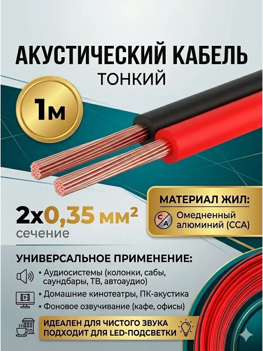Акустический кабель (2х0.35) 1 метр