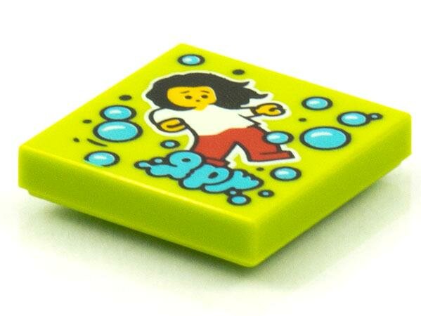 Деталь Lego 3068pb1560 Tile 2 x 2 with BeatBit Album Cover - Dancing Girl and Medium Azure Bubbles Pattern
