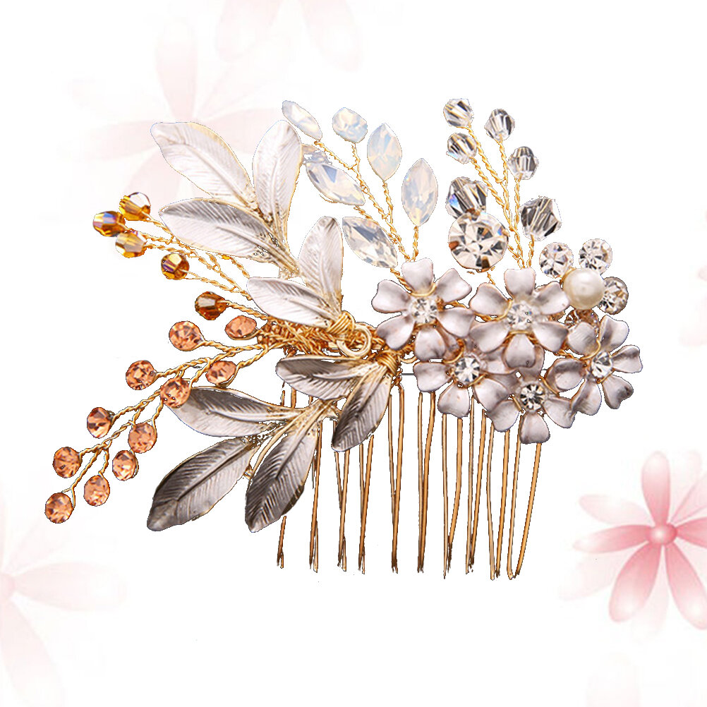 Гребень для волос в европейском стиле, свадебное украшение для головы, украшенное стразами и бусинами, свадебный аксессуар (золотой).