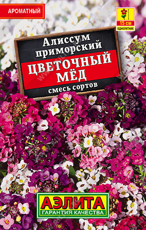 Семена цветов Аэлита "Алиссум Цветочный мёд", медовый аромат, быстро разрастается