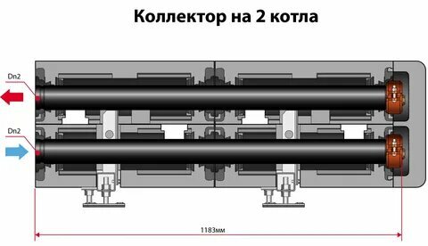 Коллектор каскадной системы Meibes на 2 котла Dn 65 (M66451.31)