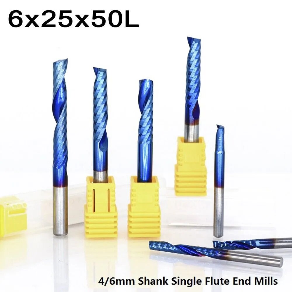 Концевая фреза HSS с хвостовиком 4/6 мм с Синим покрытием CNC Router Bit Single Flute Milling Cutter