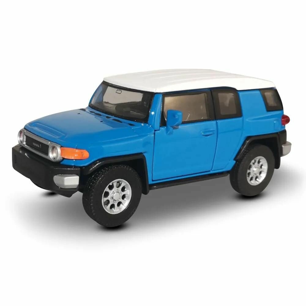 Машинка Welly Toyota FJ Cruiser. масштаб 1:38, металлическая, пружинный механизм, синий цвет