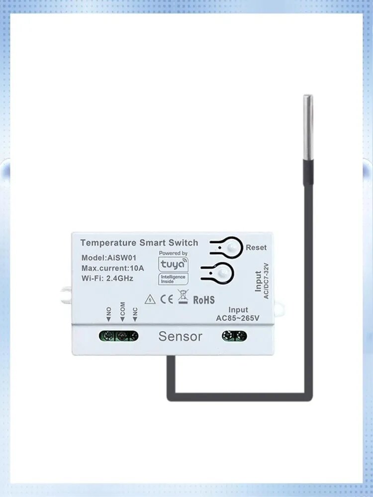 L62,4 Г Wi -Fi Smart Datember Switch Tuya С Длинным 2 -Метровым Температурным Зондом