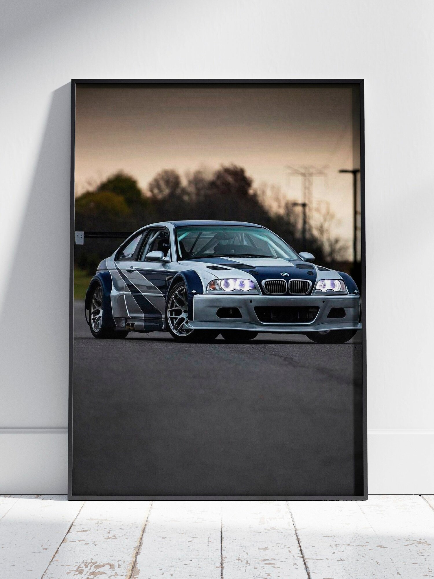 Плакат на стену для интерьера Легенды Авто (БМВ M3 GTR - BMW M3 GTR 1) - Постер по машине формата A3 (30x42 см)